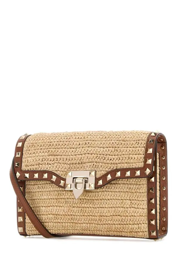 Valentino Garavani Raffia Rockstud Crossbody Bag
