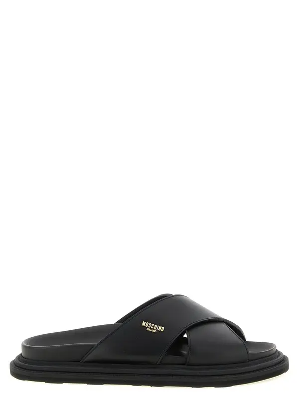 Moschino Leather Sabots With Logo