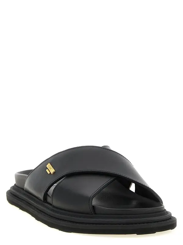 Moschino Leather Sabots With Logo