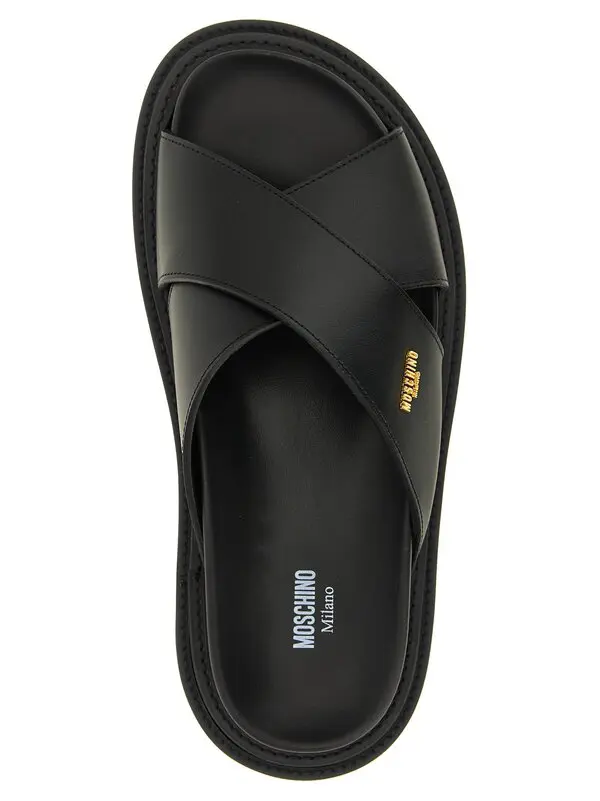 Moschino Leather Sabots With Logo