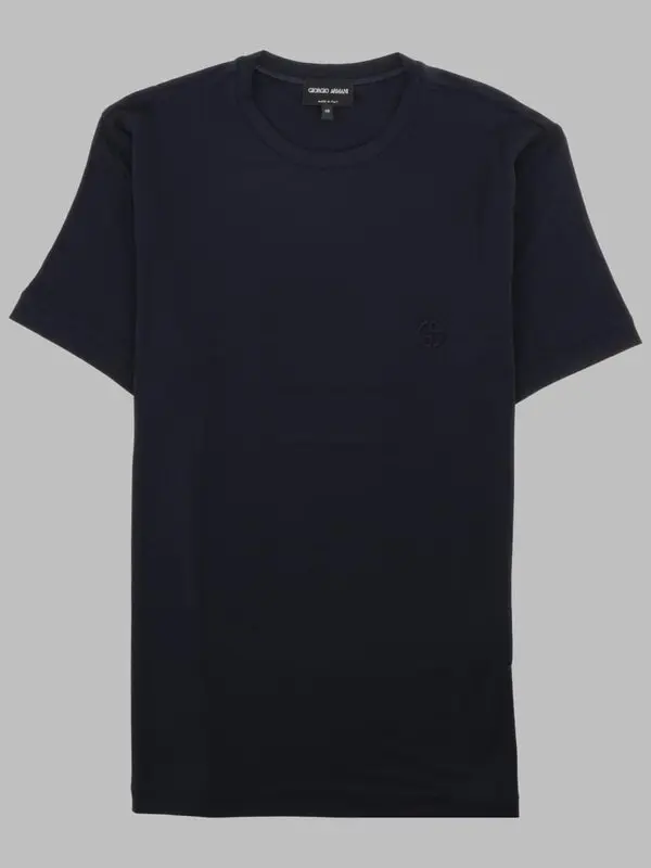 Giorgio Armani T-shirt Girocollo In Jersey Di Viscosa - Blue