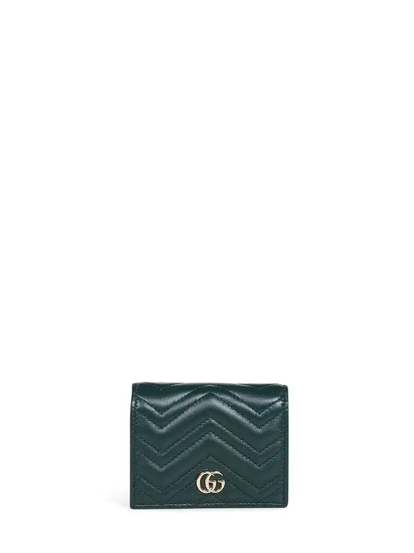 Gucci Green Gg Marmont Card Case Wallet - Multicolor