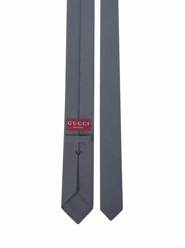Gucci Grey Crepe-effect Fabric Slim Tie