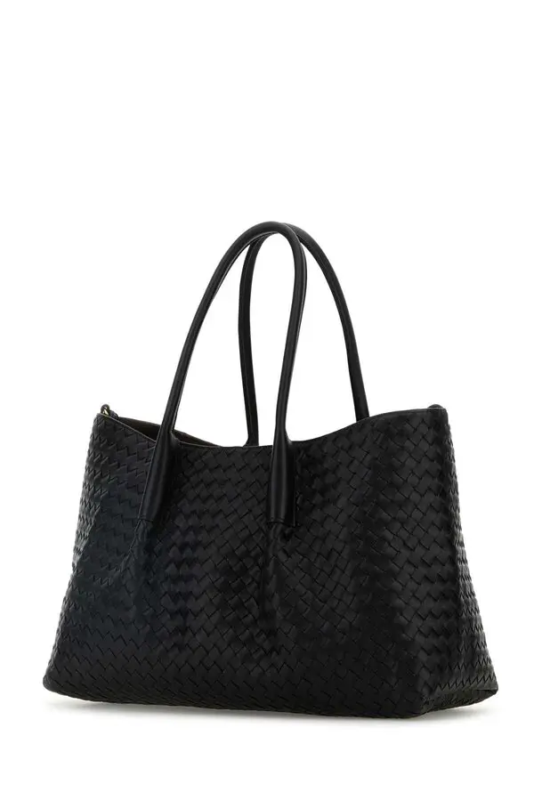 Bottega Veneta Leather Pinacoteca Shopping Bag - Black