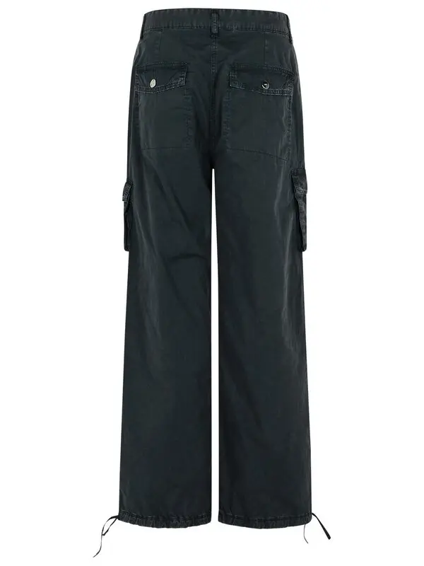 GANNI Washed Cotton Twill Cargo Pants - Gray
