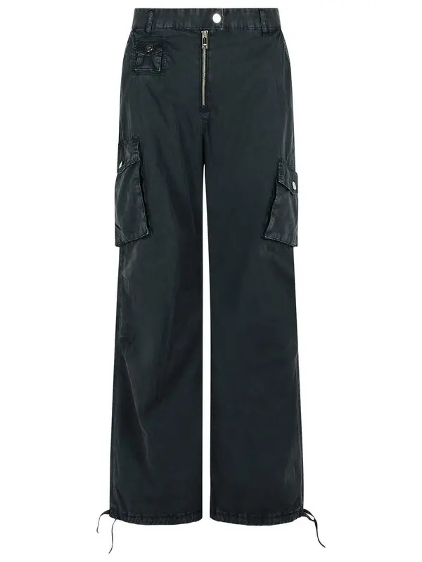 GANNI Washed Cotton Twill Cargo Pants - Gray