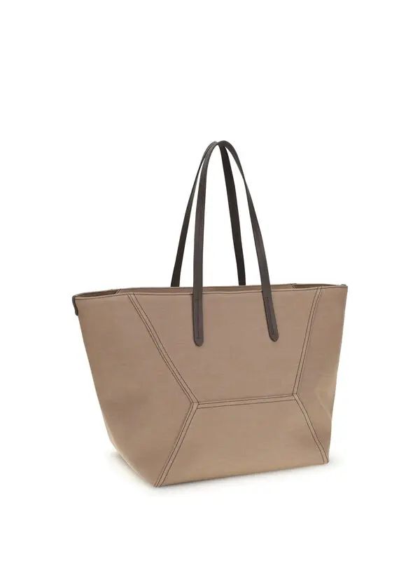 Brunello Cucinelli Canvas Bc Tote Bag - Cream
