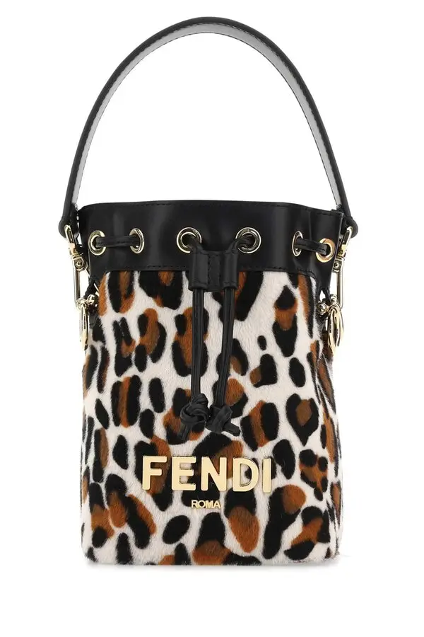 Fendi Printed Calf Hair And Leather Mini Mon Tresor Bucket Bag - Multicolor