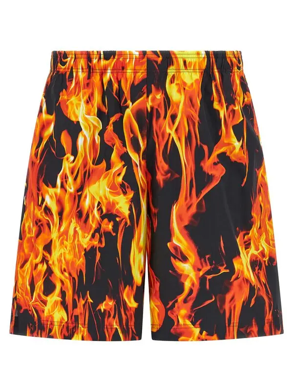 Vetements Black & Orange Fire' Bermuda Shorts - Multicolor