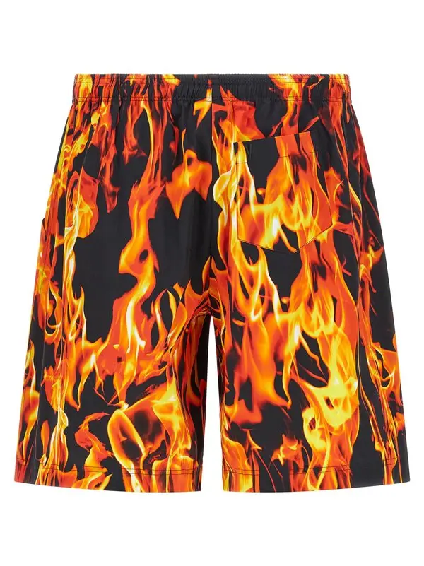 Vetements Black & Orange Fire' Bermuda Shorts