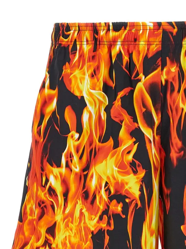 Vetements Black & Orange Fire' Bermuda Shorts