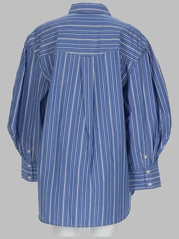 GANNI Camicia In Cotone A Righe - Blue