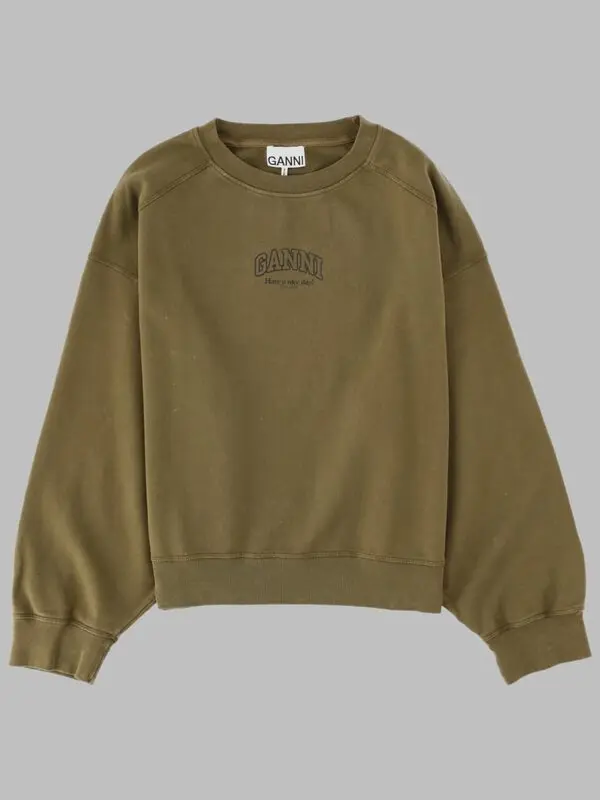 GANNI Logo Sweatshirt - Green