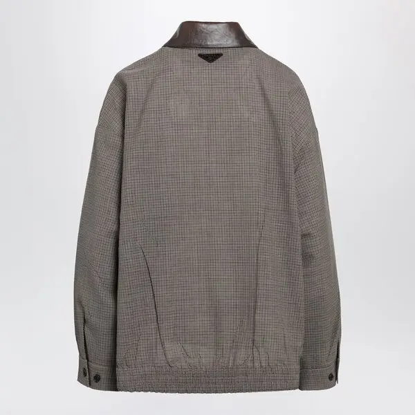 Prada Tobacco Houndstooth Wool Blouson