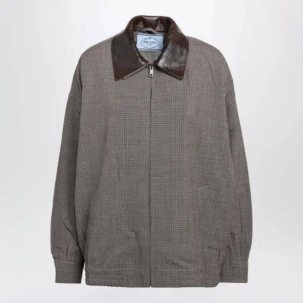 Prada Houndstooth Wool Blouson - Brown