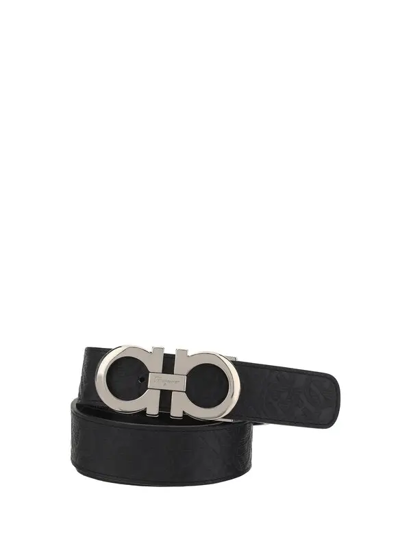 FERRAGAMO Reversible And Adjustable Leather Belt - Black