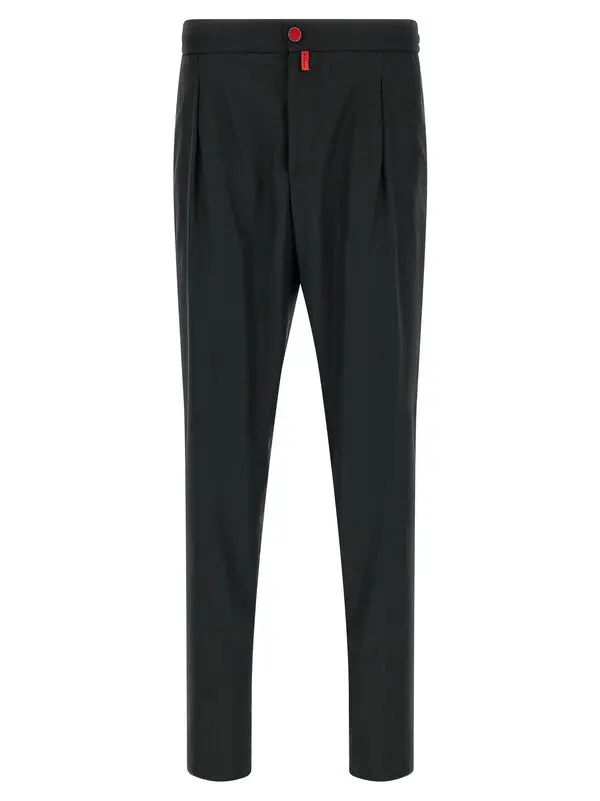 Kiton Red Button Pants - Gray