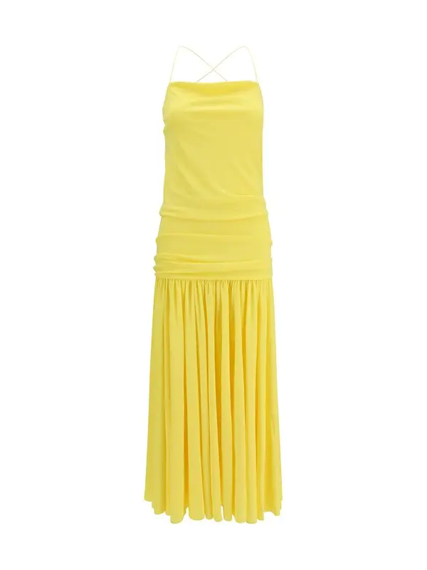 Jacquemus Pleated Midi Dress - Yellow