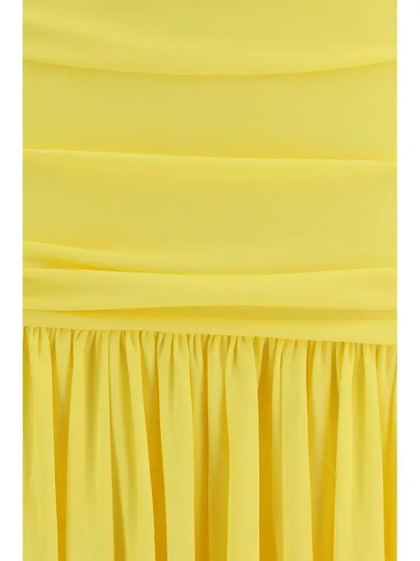 Jacquemus Pleated Midi Dress - Yellow