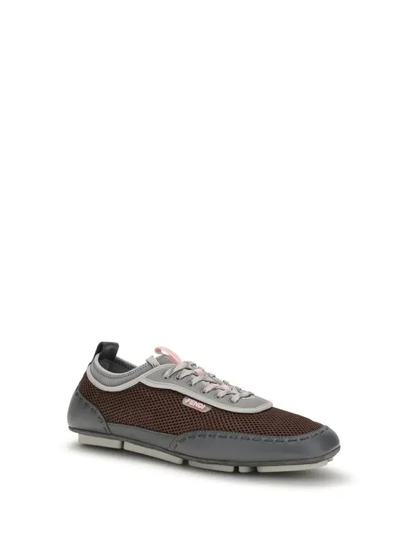 Fendi Leather And Mesh Sneakers By