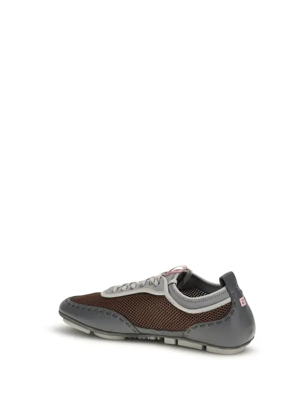Fendi Leather And Mesh Sneakers By