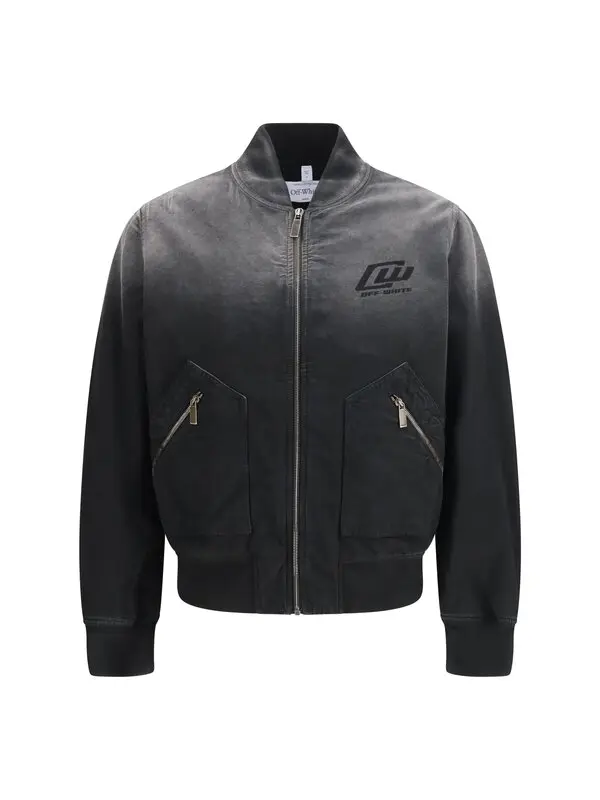 Off-White Washed Denim Bomber Jacket