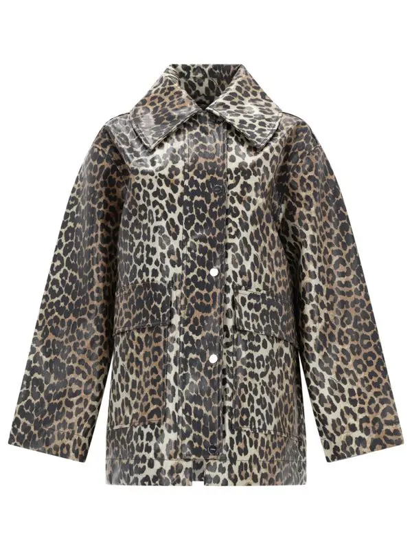 GANNI Animal Print Laminated Jacket - Multicolor