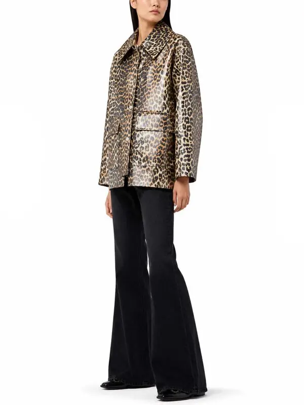 GANNI Animal Print Laminated Jacket - Multicolor