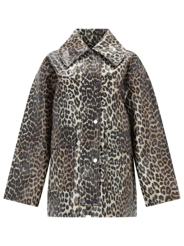 GANNI Animal Print Laminated Jacket - Multicolor