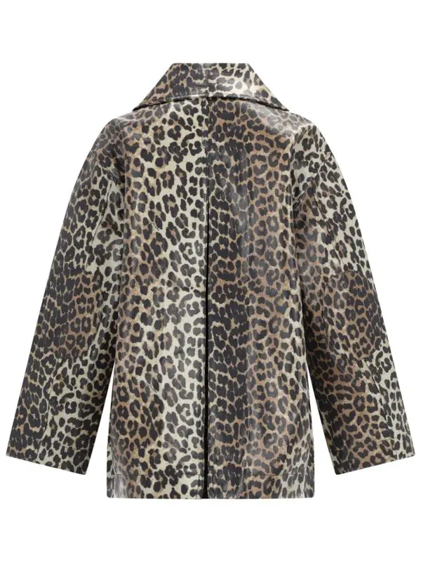 GANNI Animal Print Laminated Jacket - Multicolor