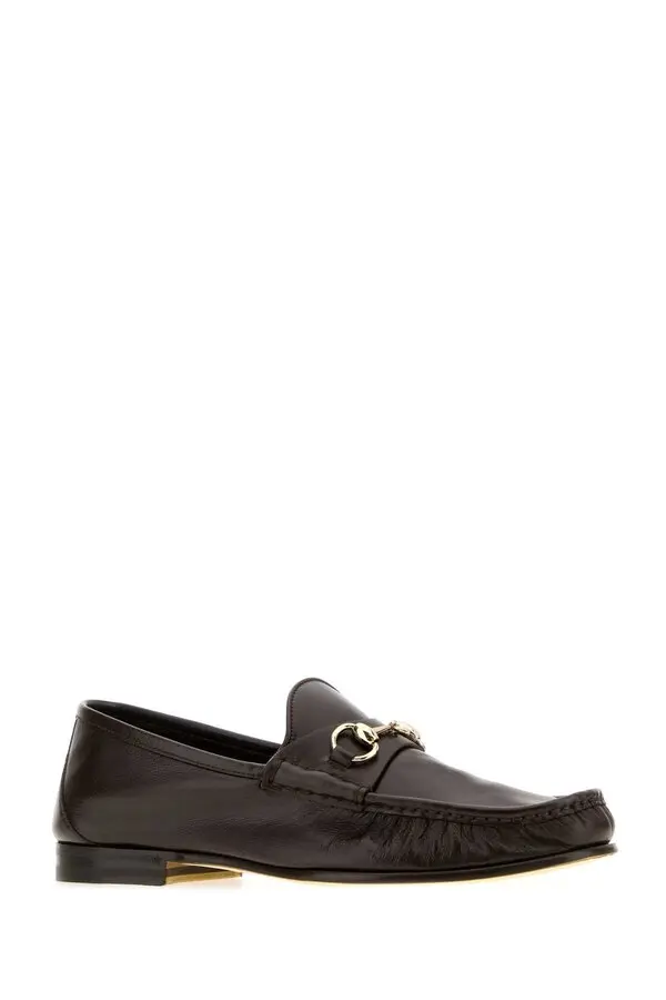 Gucci Dark Leather Lugano Loafers