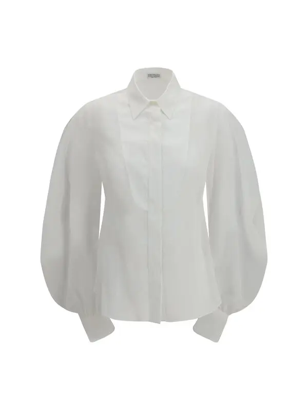 Brunello Cucinelli Lantern Sleeve Blouse - White