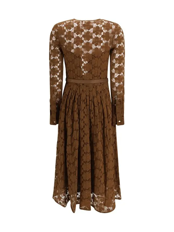 Max Mara Agrume Midi Dress In Lace - Brown