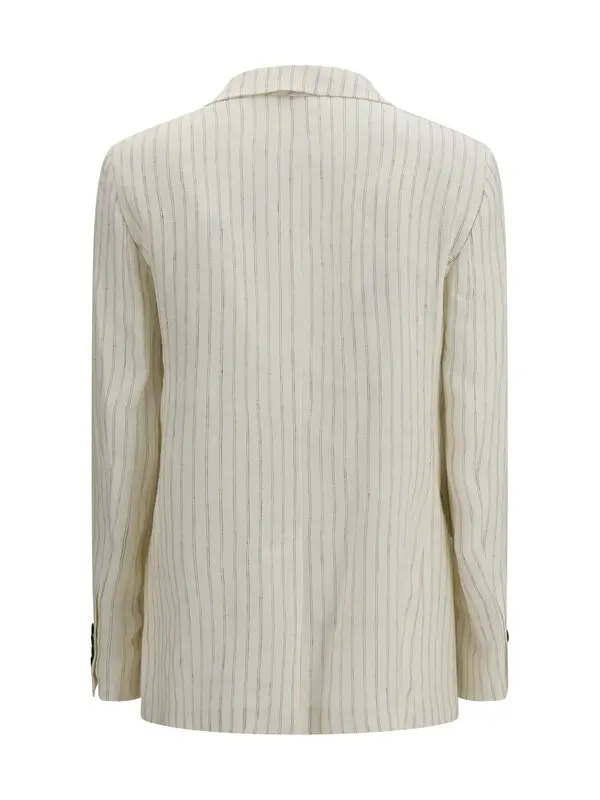 Max Mara Single-breasted Pinstriped Linen Blazer