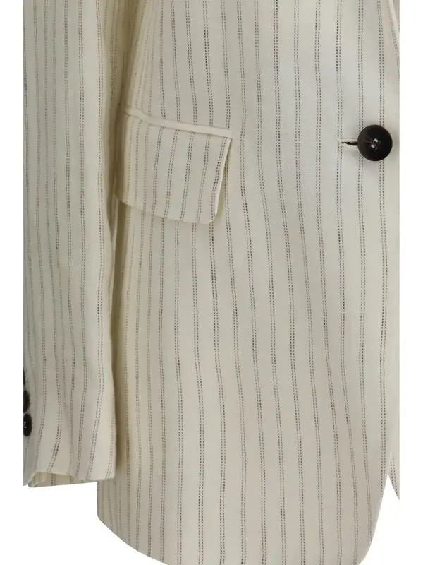Max Mara Single-breasted Pinstriped Linen Blazer