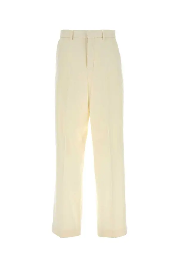 AMI Paris Ivory Wool Wide-leg Pant