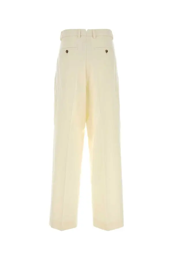 AMI Paris Ivory Wool Wide-leg Pant
