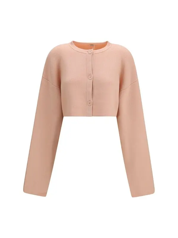 TOTEME Cropped Crewneck Cardigan - Pink