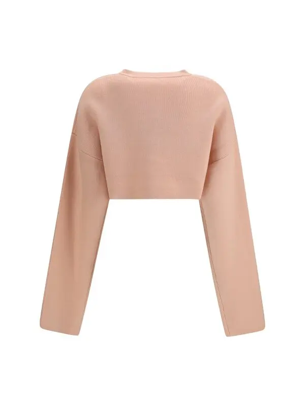 TOTEME Cropped Crewneck Cardigan - Pink