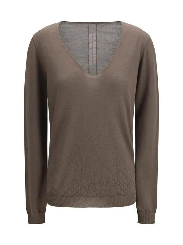 Rick Owens Temple Extreme Sweater With V-neck - Gray