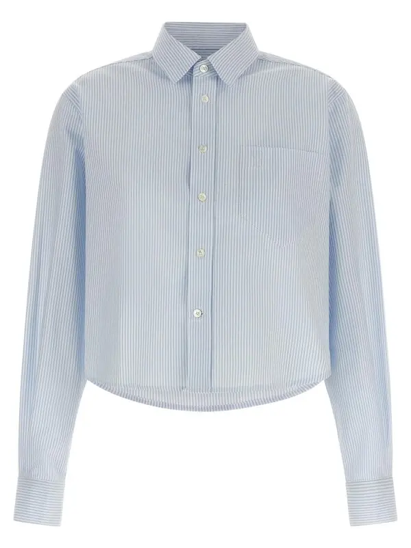 AMI Paris Striped Cropped Shirt - Blue