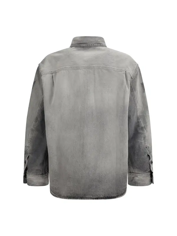 Off-White Diag Military Overshirt In Denim - Gray