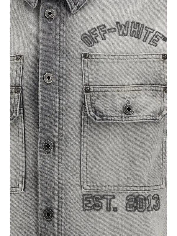 Off-White Diag Military Overshirt In Denim - Gray