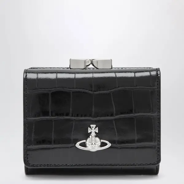 VIVIENNE WESTWOOD Small Frame Wallet In Calf Leather - Black