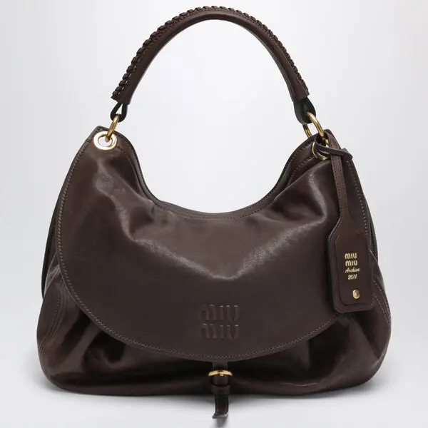 Miu Miu Lambskin Hobo Bag - Brown