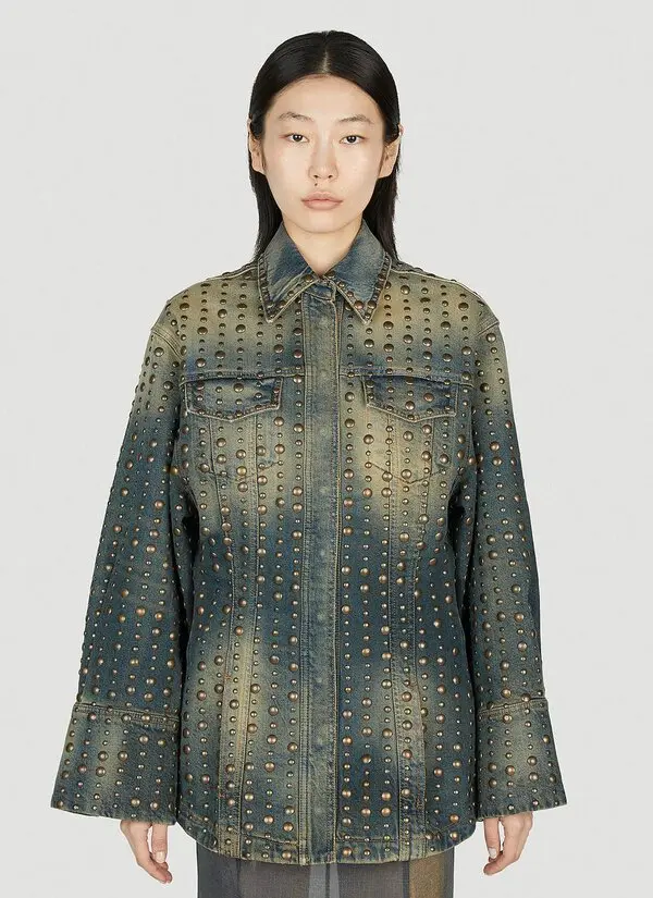 Blumarine Studded Denim Jacket - Blue
