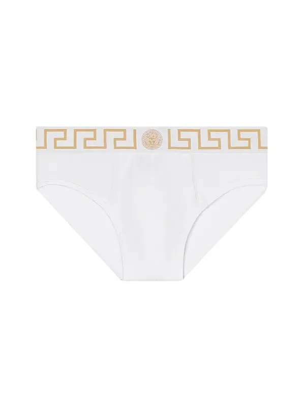 Versace Greek Key Logo Briefs - White