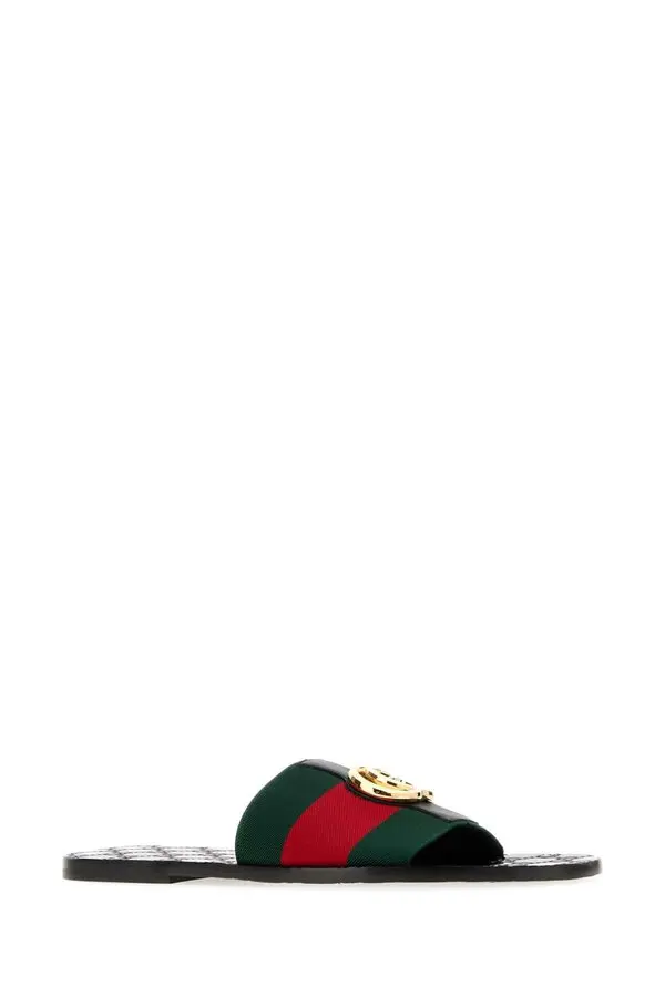 Gucci Embroidered Fabric Riviera Slippers - Multicolor