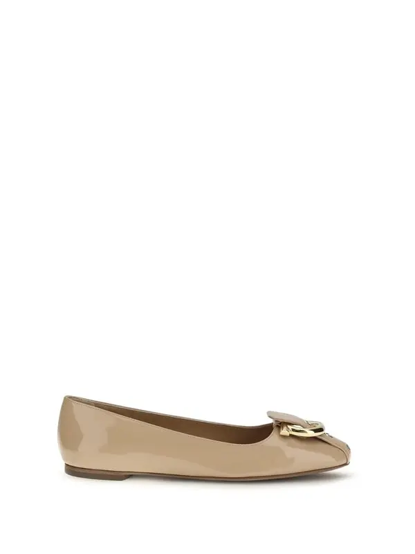 FERRAGAMO Gancini Ballerinas - Cream
