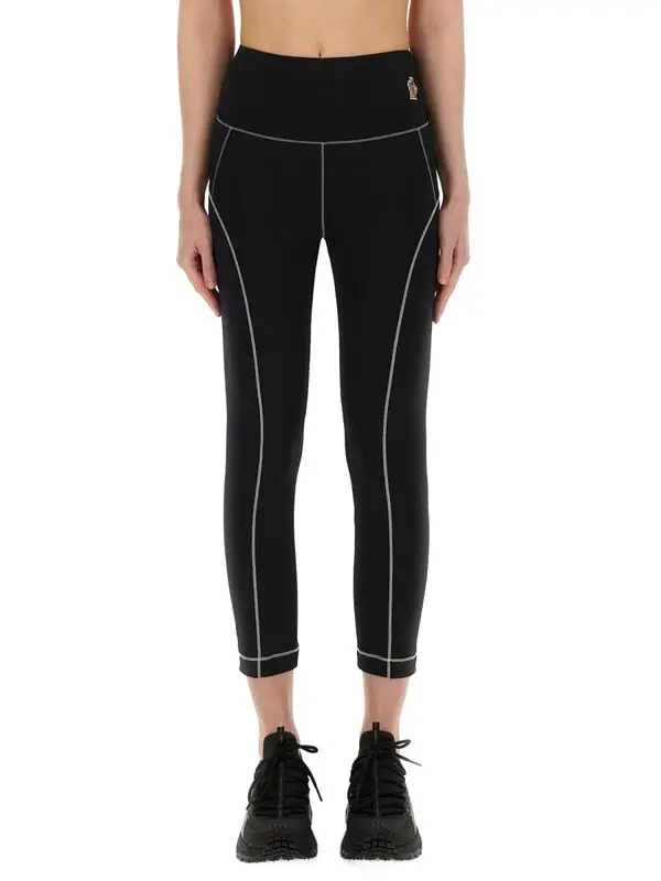 Moncler Leggings With Logo - Black